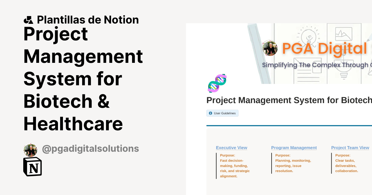Plantilla Project Management System for Biotech & Healthcare de PGA ...