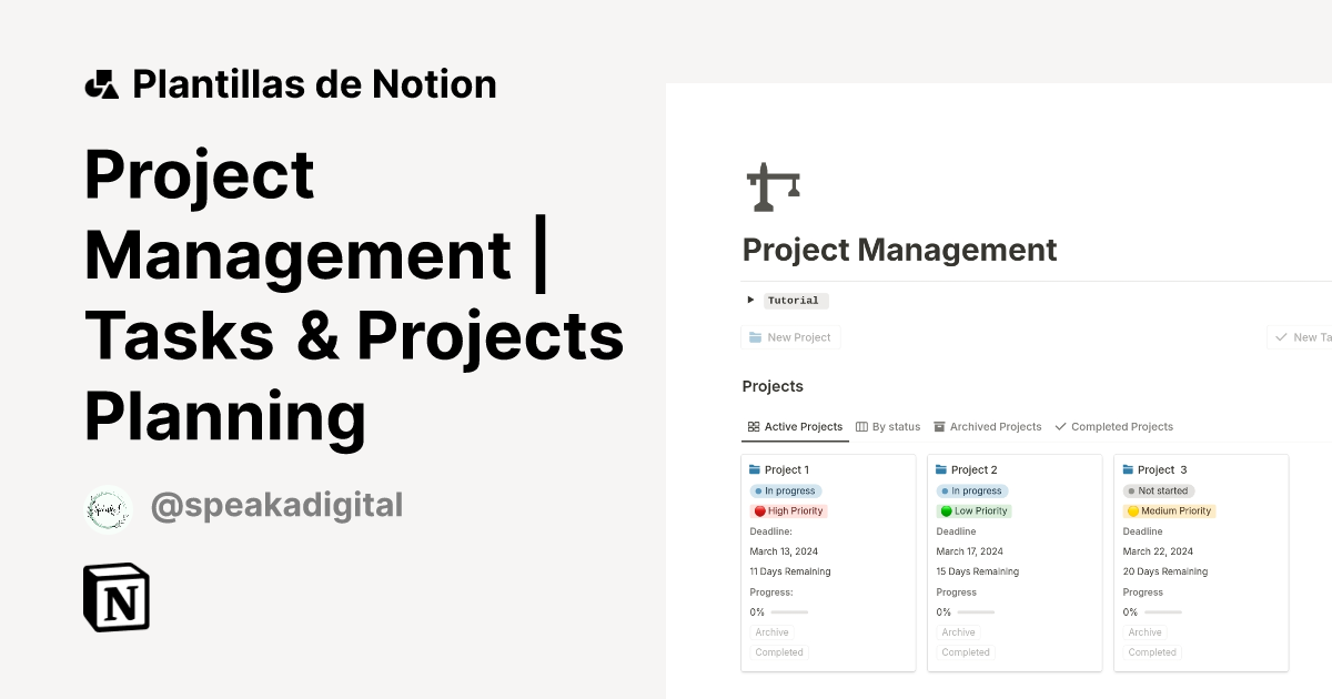 Plantilla Project Management | Tasks & Projects Planning de ...