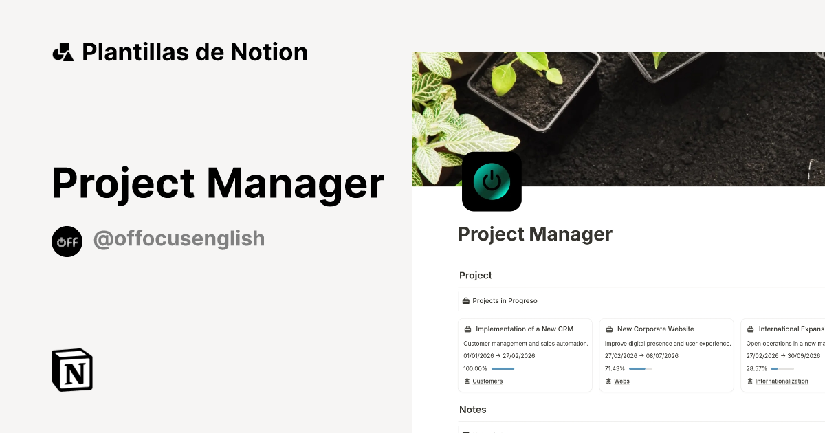 Plantilla Project Manager | Notion Marketplace