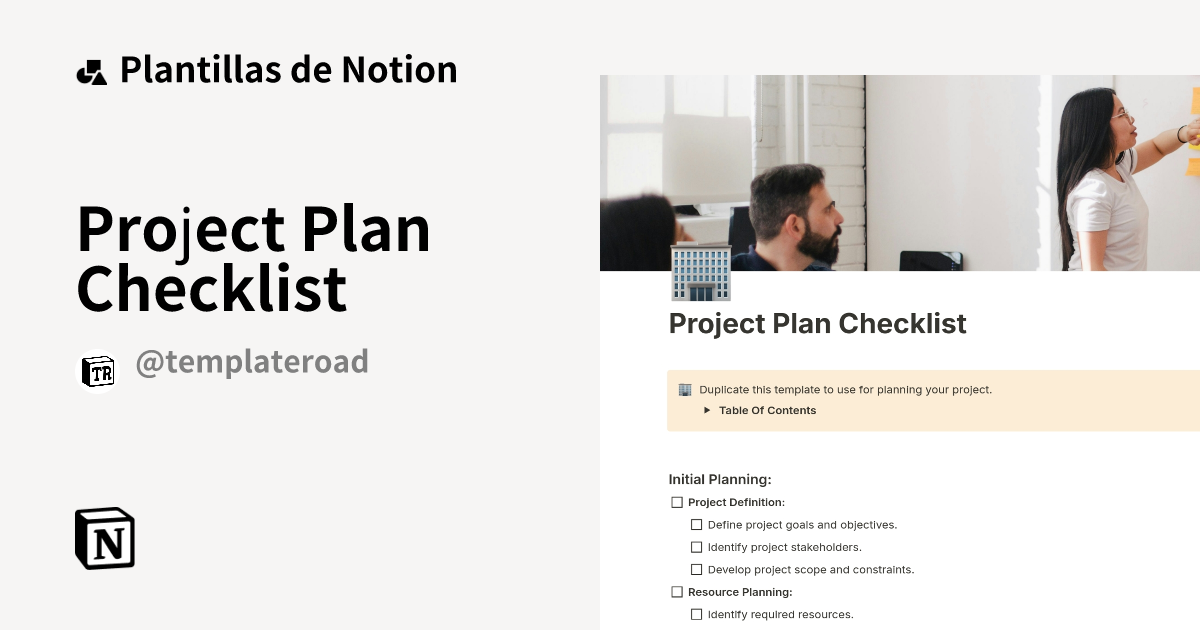 Plantilla Project Plan Checklist | Notion Marketplace