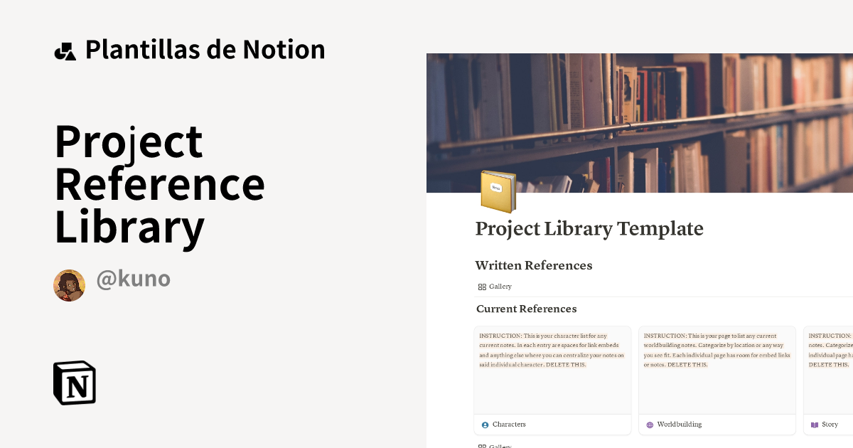 Plantilla Project Reference Library de Kuno | Notion Marketplace