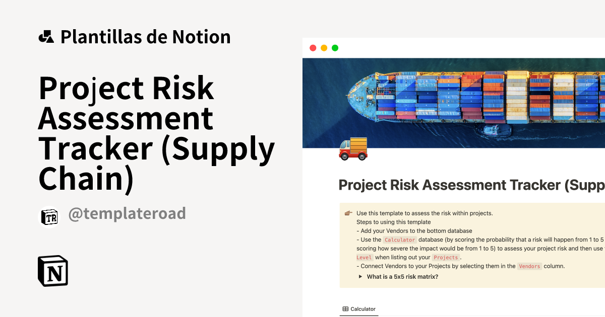 Plantilla Project Risk Assessment Tracker (Supply Chain) de Template ...