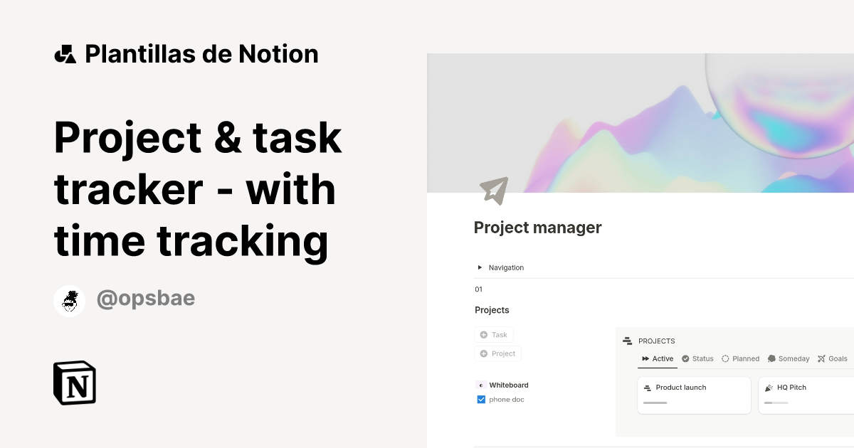 Plantilla Project & task tracker - with time tracking de Ops Bae ...