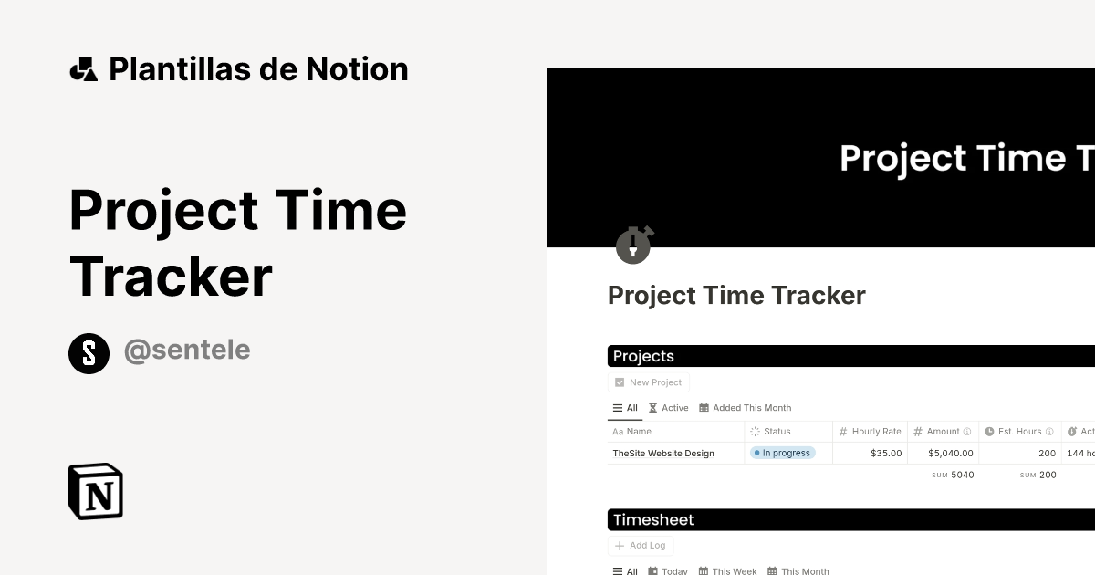 Plantilla Project Time Tracker | Notion Marketplace