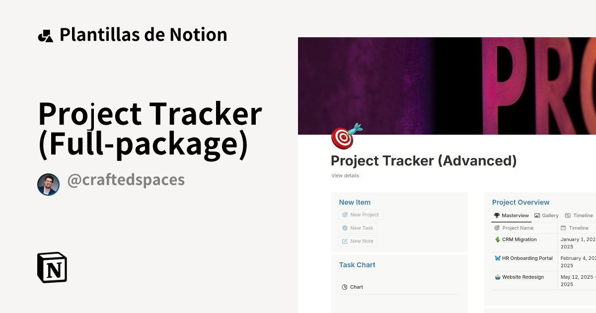 Plantilla Project Tracker (Full-package) | Notion Marketplace