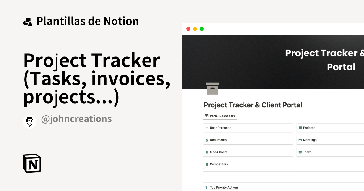 Plantilla Project Tracker (Tasks, invoices, projects...) de John ...