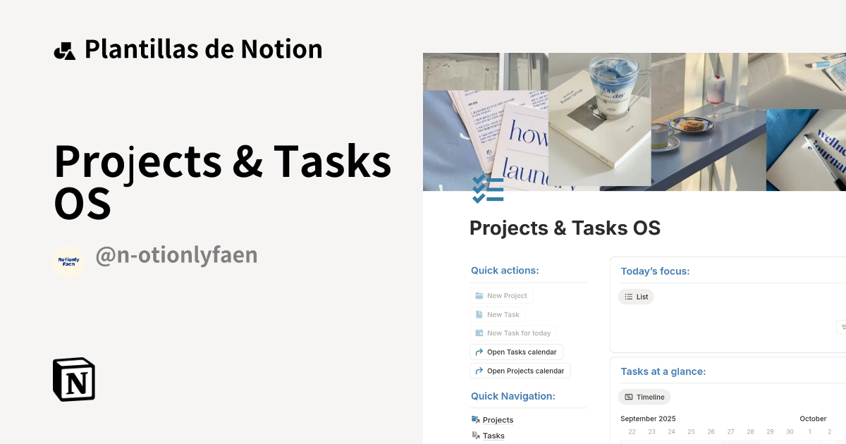 Plantilla Projects & Tasks OS de -n o t i o n l y f a e n- | Notion Marketplace
