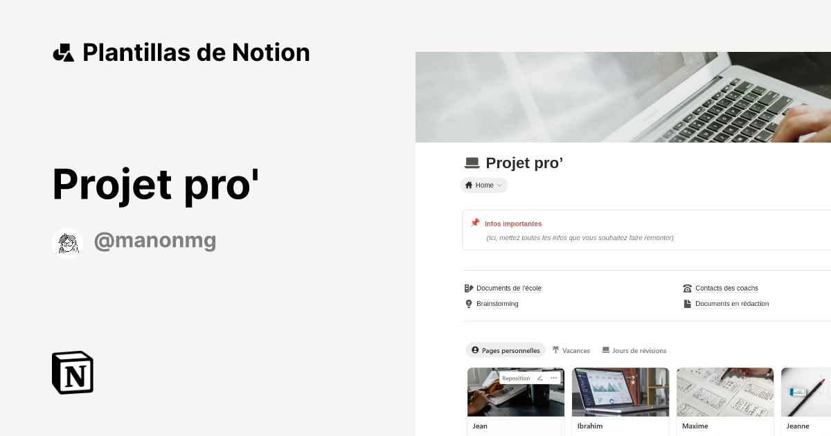 Plantilla Projet pro' | Notion Marketplace