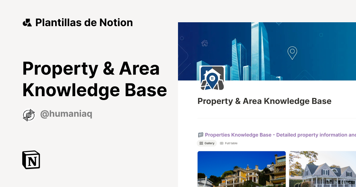 Plantilla Property & Area Knowledge Base de Humaniaq | Notion Marketplace