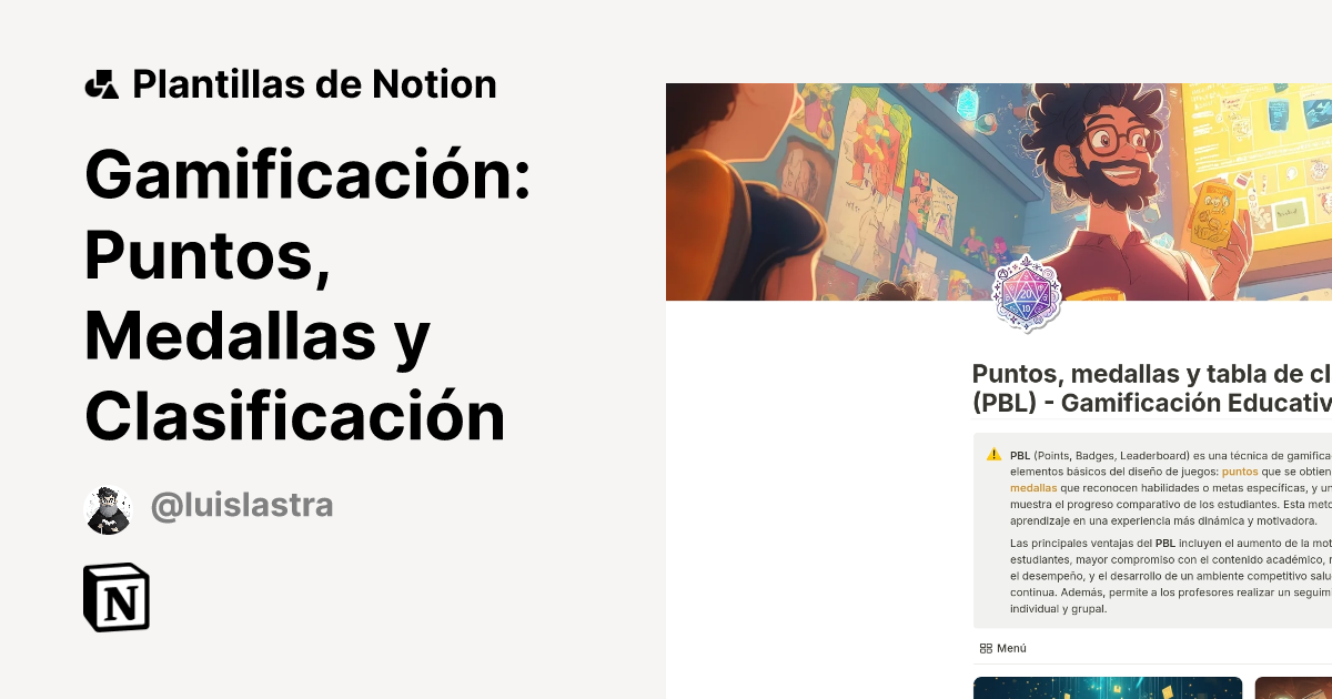 Plantilla Gamificación: Puntos, Medallas y Clasificación | Notion Marketplace