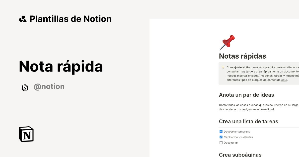 Plantilla Nota rápida 2025 | Notion Marketplace