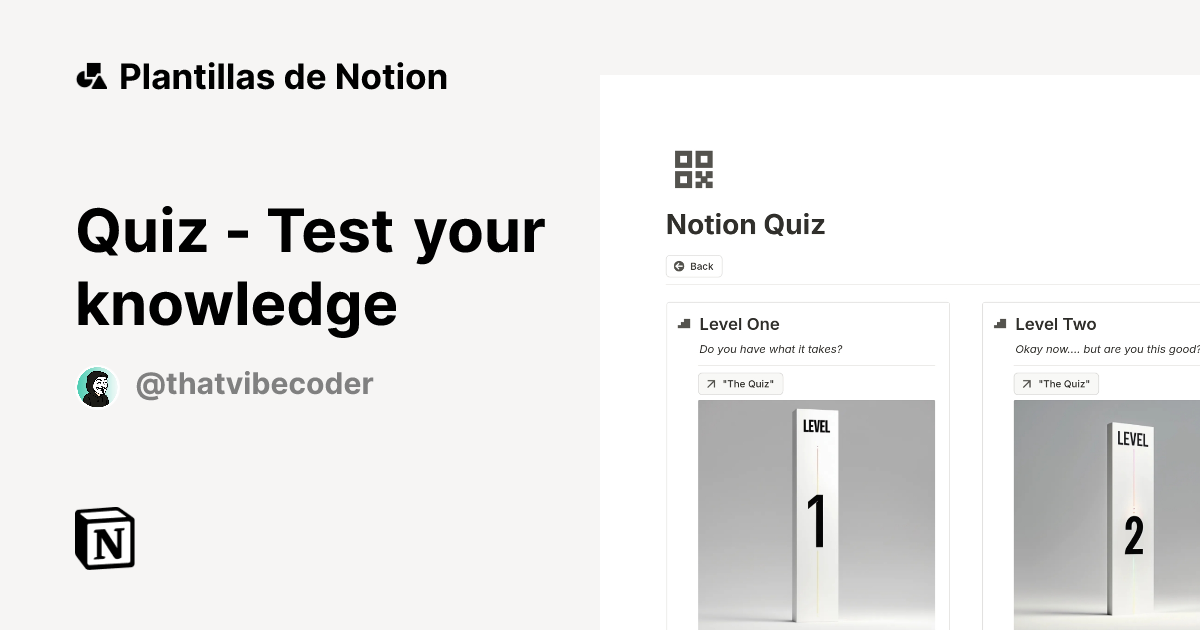 Plantilla Quiz - Test your knowledge | Notion Marketplace