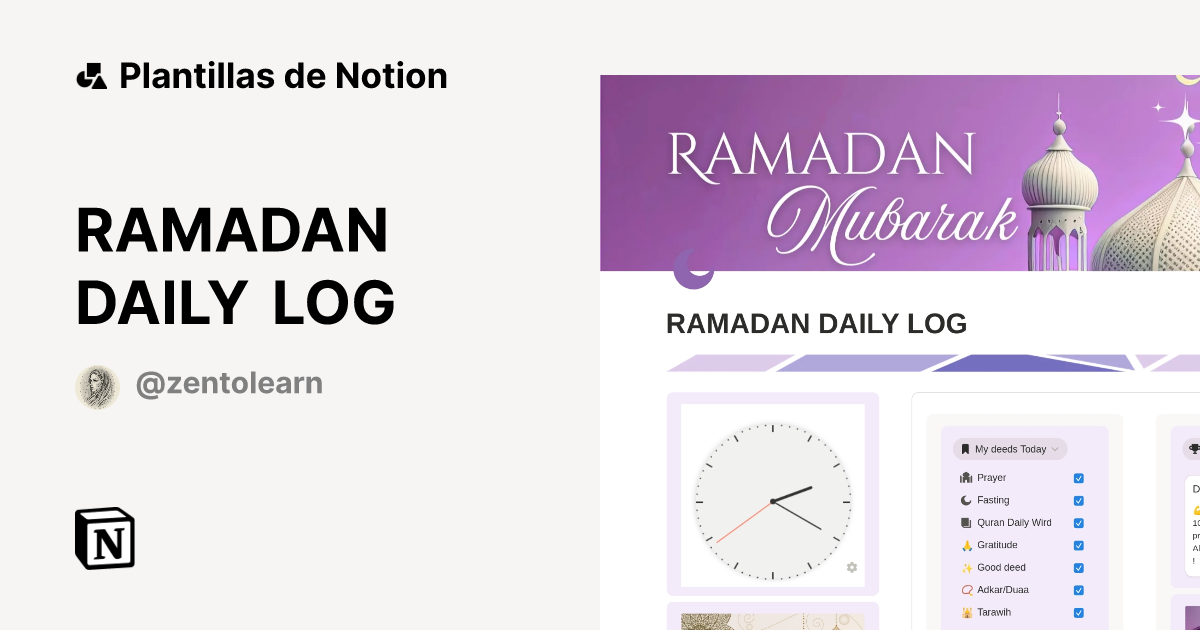 Plantilla RAMADAN DAILY LOG | Notion Marketplace