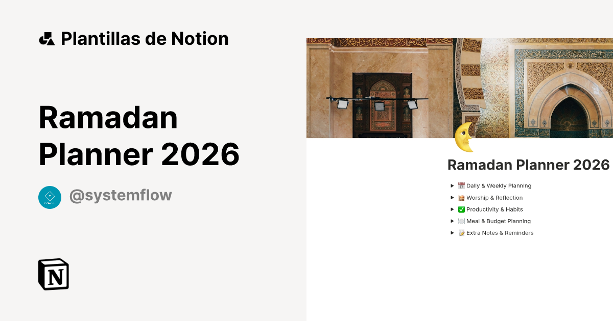 Plantilla Ramadan Planner 2026 de SystemFlow | Notion Marketplace