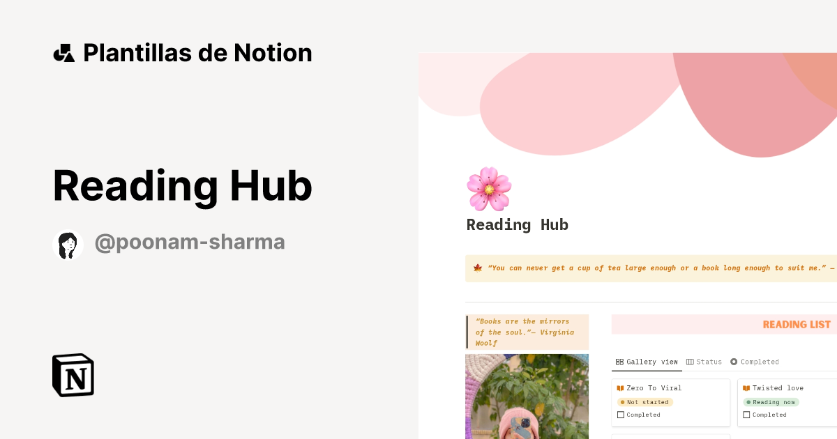 Plantilla Reading Hub | Notion Marketplace