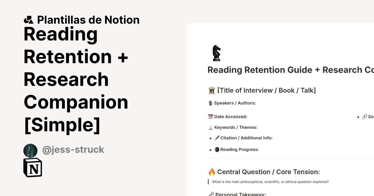 Plantilla Reading Retention + Research Companion [Simple] | Notion ...