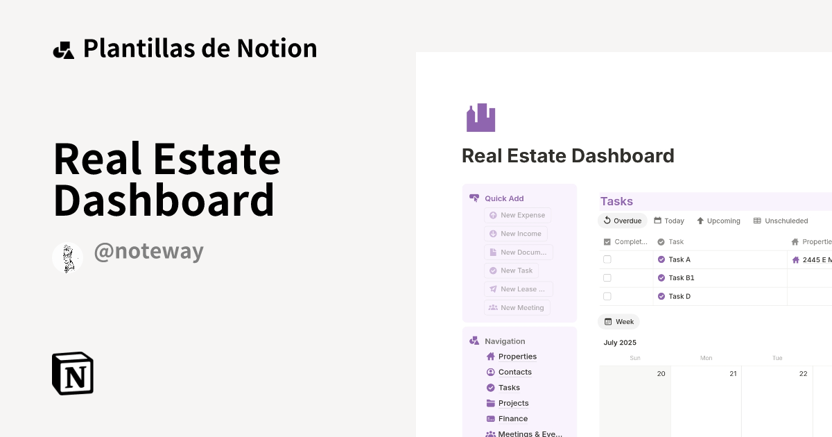 Plantilla Real Estate Dashboard | Notion Marketplace