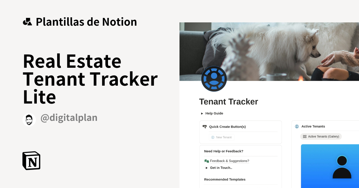 Plantilla Real Estate Tenant Tracker Lite de Digital Plan | Notion ...