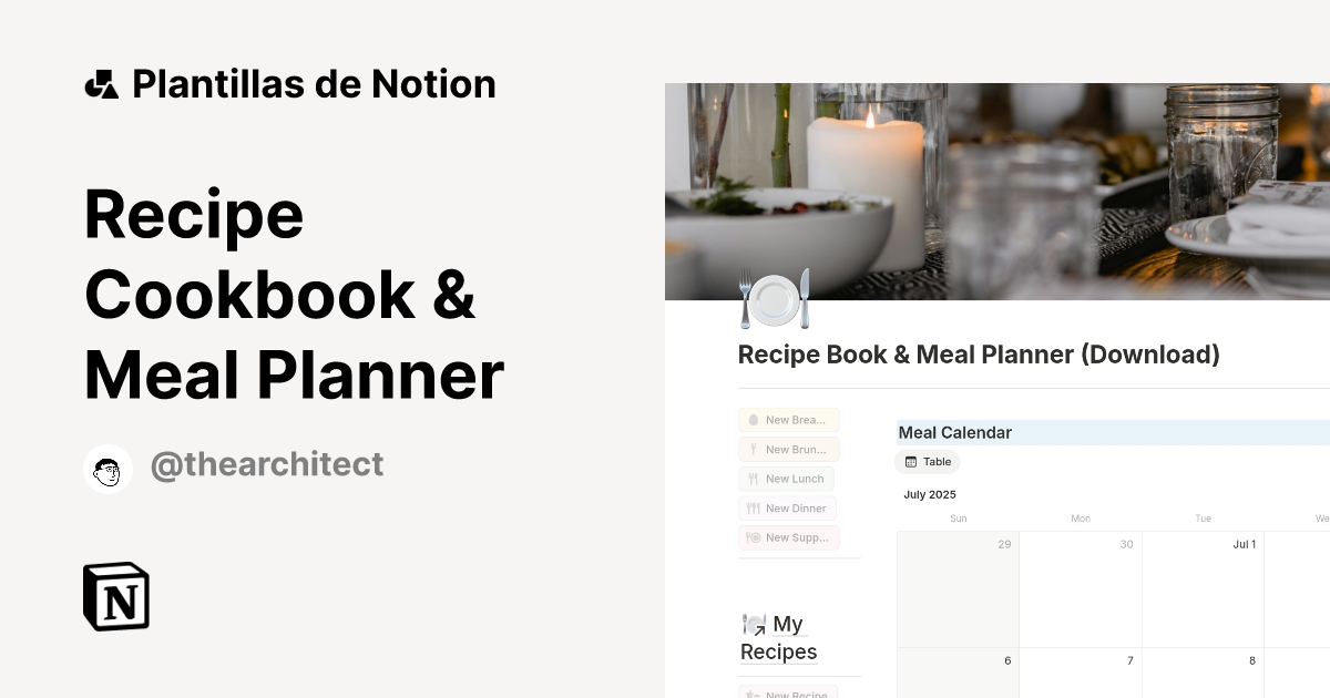 Plantilla Recipe Cookbook & Meal Planner de Mark Fletcher | Notion ...