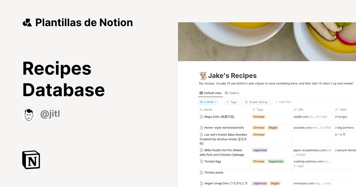Plantilla Recipes Database | Notion Marketplace
