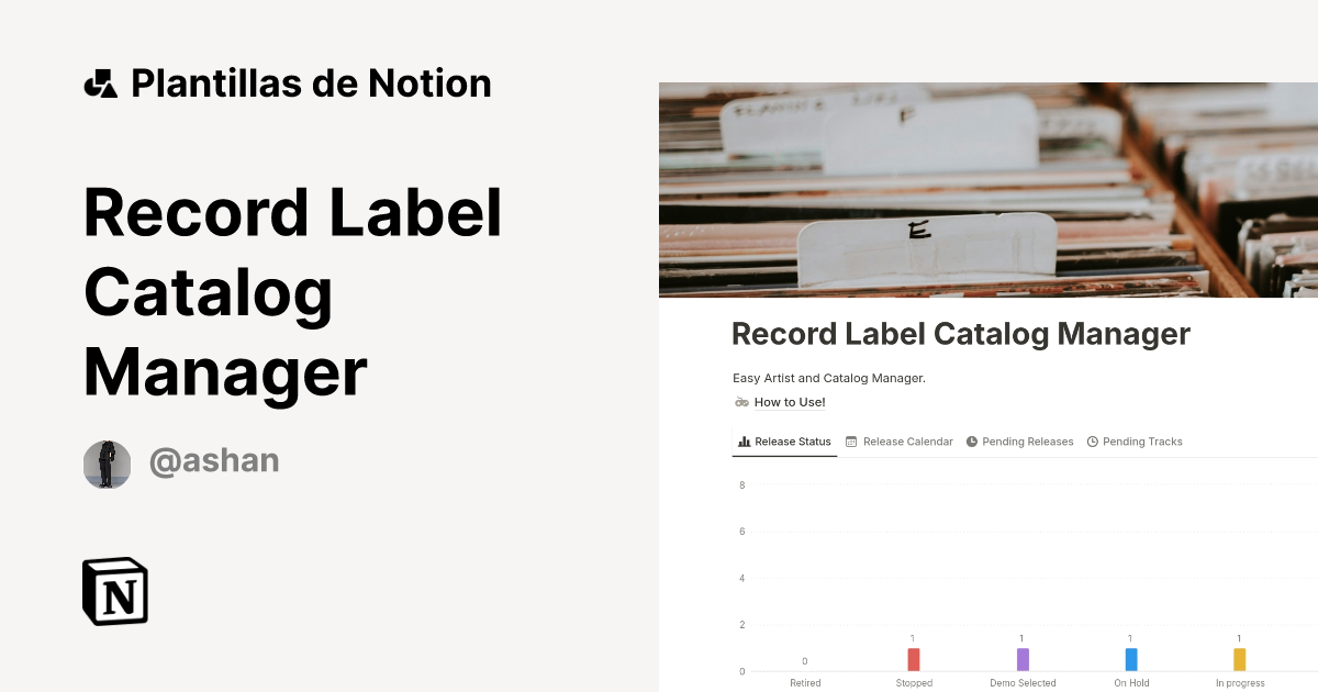 Plantilla Record Label Catalog Manager | Notion Marketplace