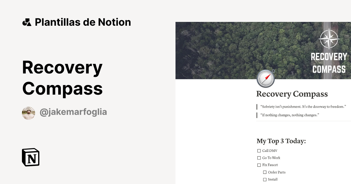 Plantilla Recovery Compass | Notion Marketplace