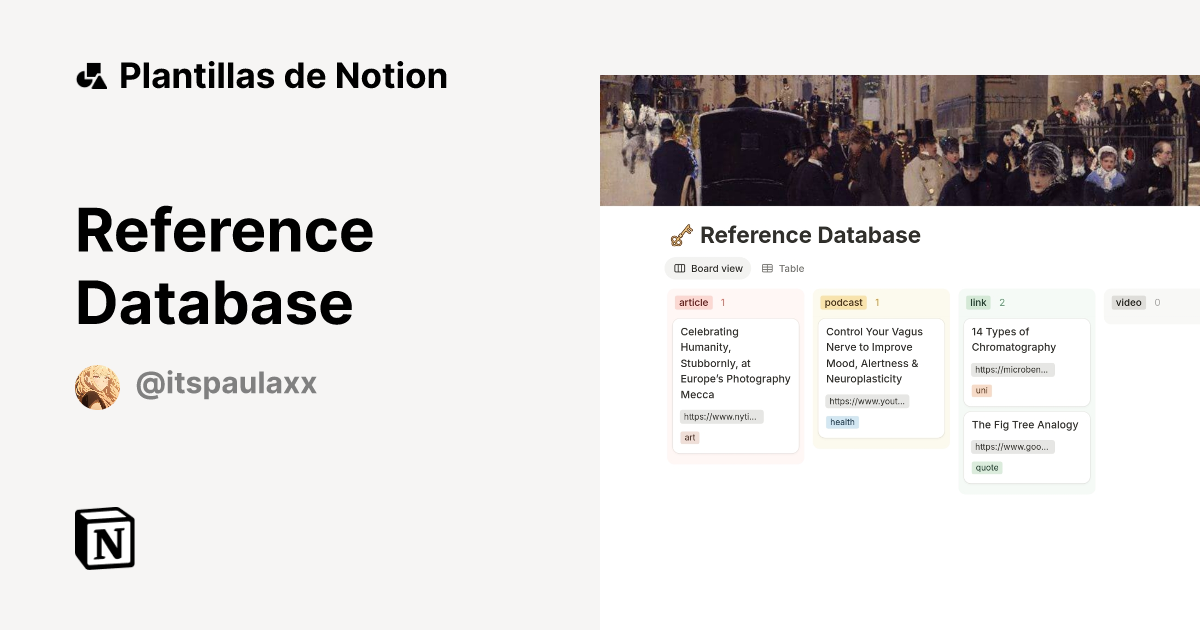 Plantilla Reference Database de Paula | Notion Marketplace