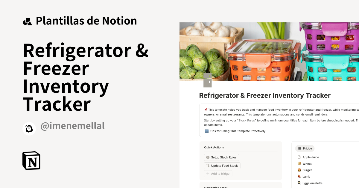 Plantilla Refrigerator & Freezer Inventory Tracker de ImeneM | Notion Marketplace