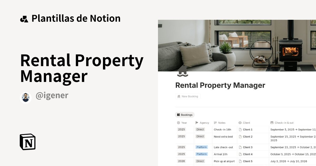 Plantilla Rental Property Manager | Notion Marketplace