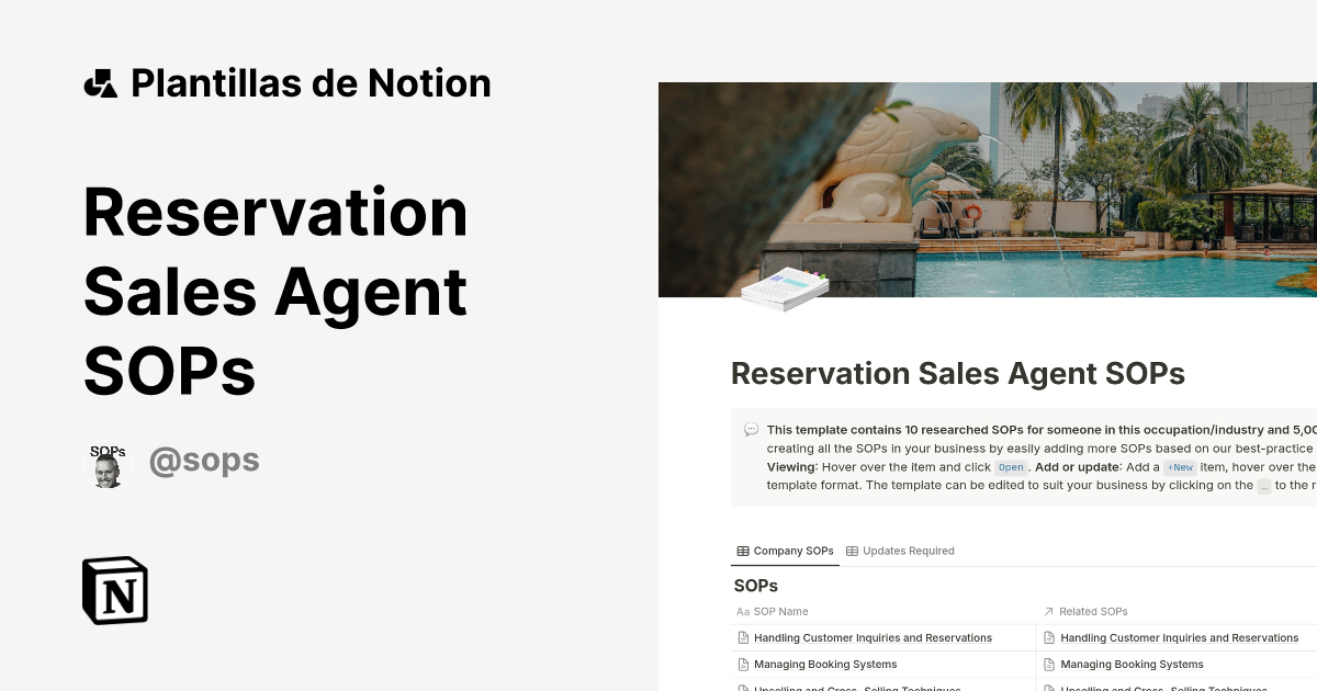 Plantilla Reservation Sales Agent SOPs | Notion Marketplace