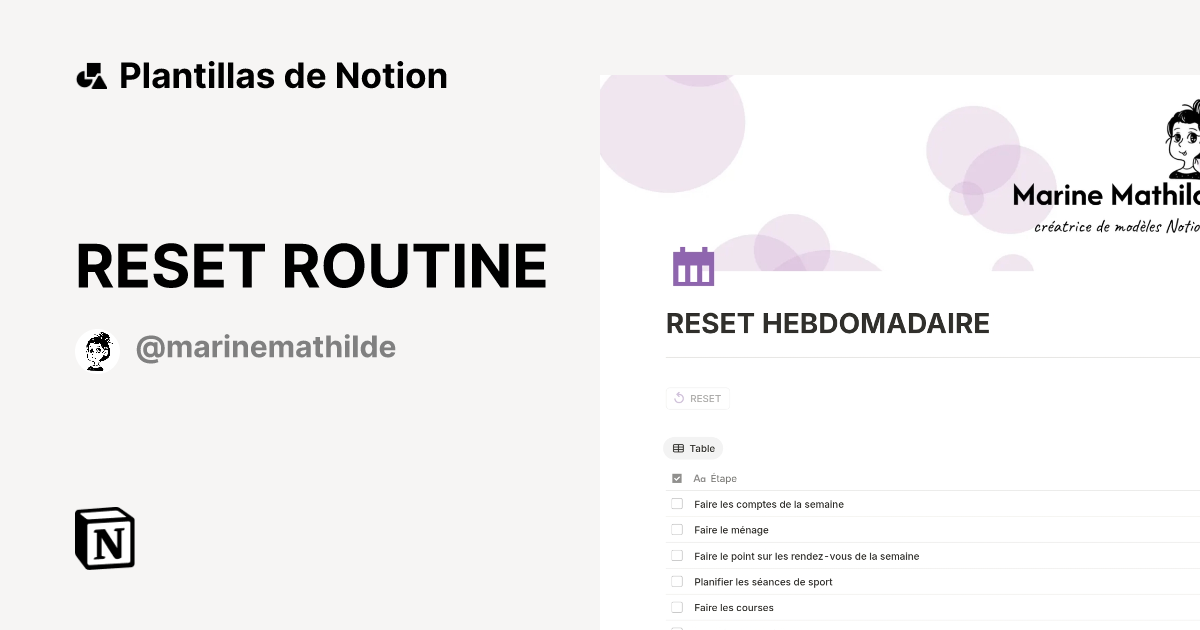 Plantilla RESET ROUTINE | Notion Marketplace