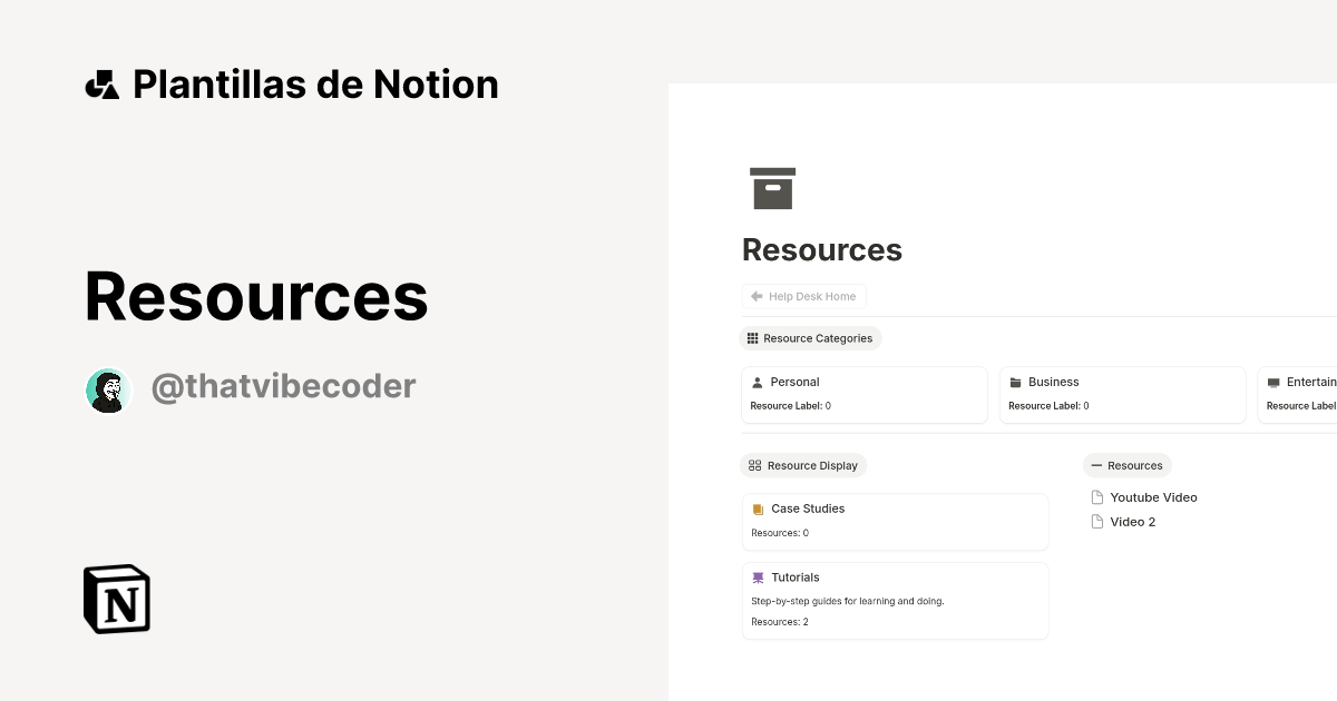 Plantilla Resources de That Vibe Coder | Notion Marketplace