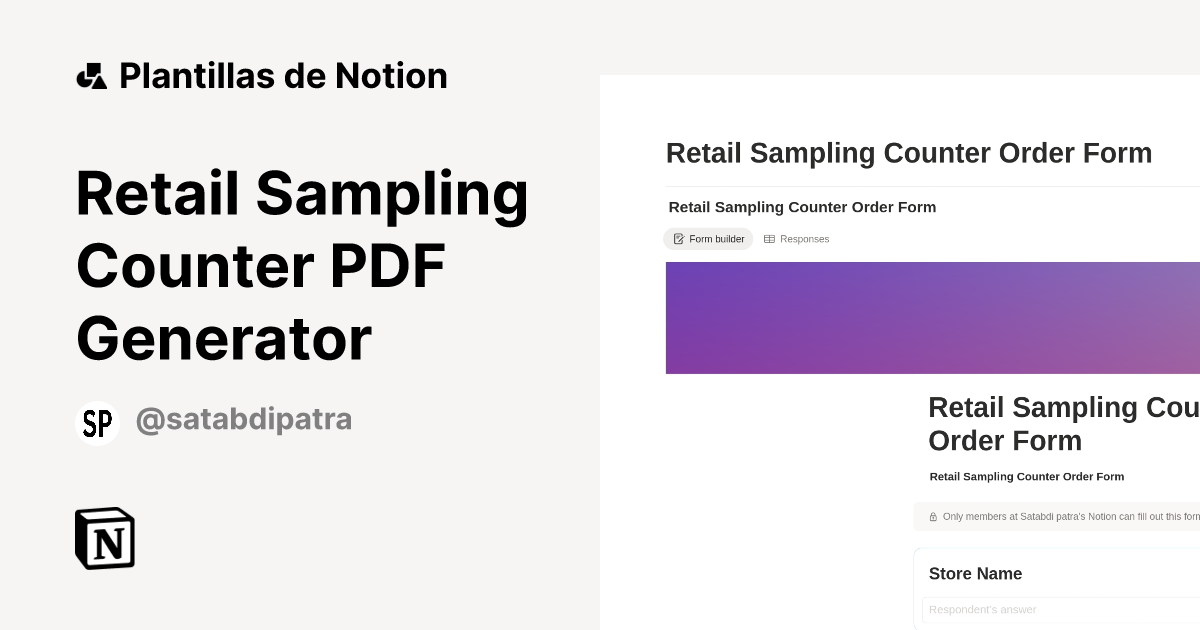 Plantilla Retail Sampling Counter PDF Generator | Notion Marketplace