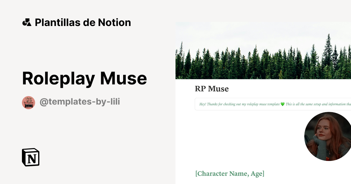 Plantilla Roleplay Muse de Templates By Lili | Notion Marketplace