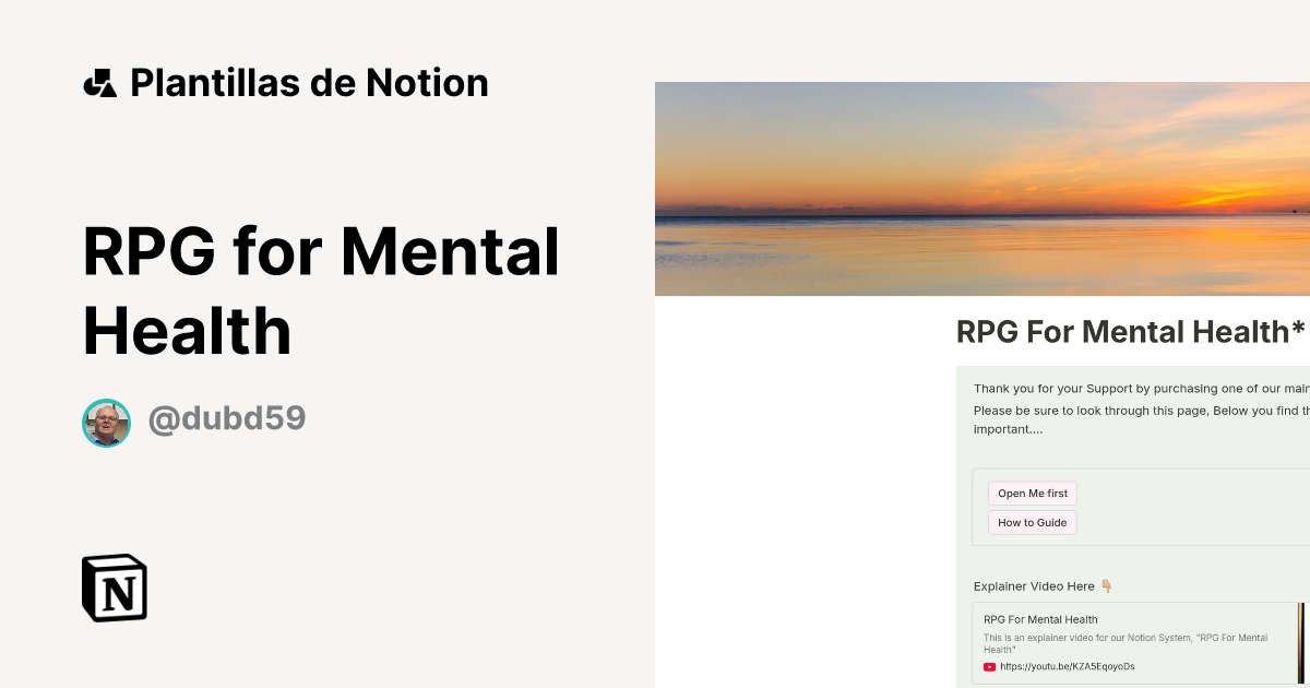 Plantilla RPG for Mental Health | Notion Marketplace