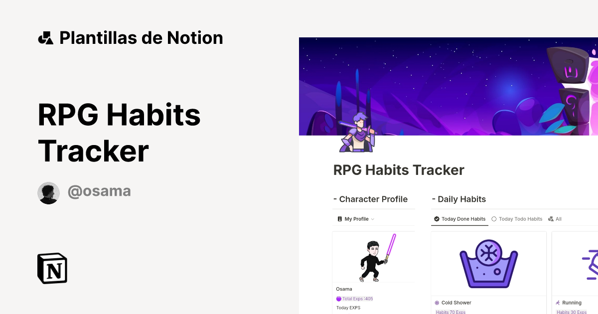 Plantilla RPG Habits Tracker | Notion Marketplace