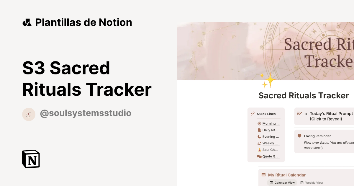 Plantilla S3 Sacred Rituals Tracker de Soul Systems Studio | Notion Marketplace