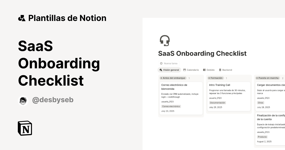 Plantilla SaaS Onboarding Checklist | Notion Marketplace