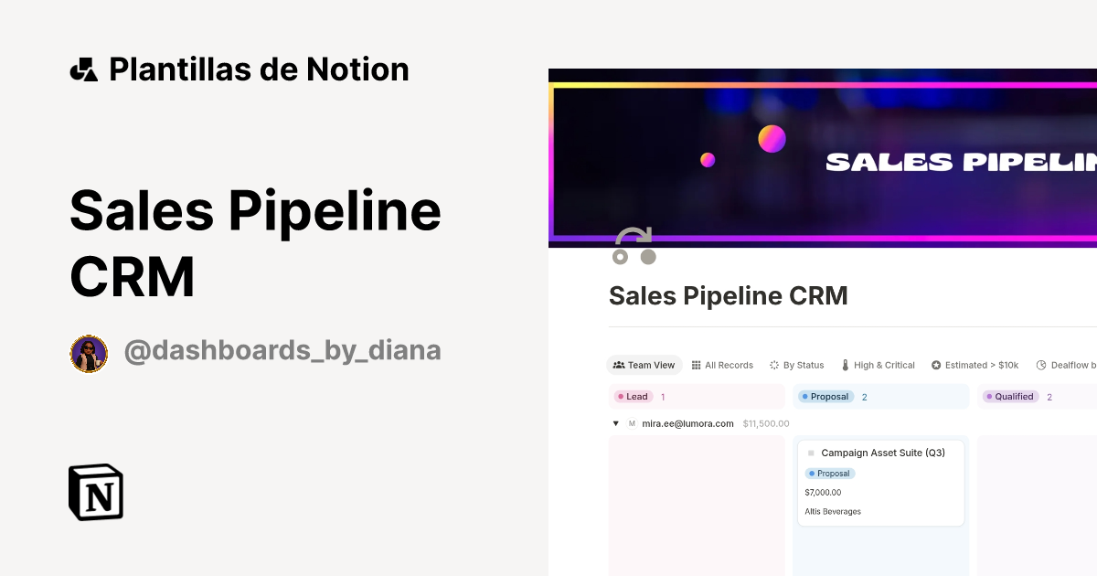 Plantilla Sales Pipeline CRM | Notion Marketplace