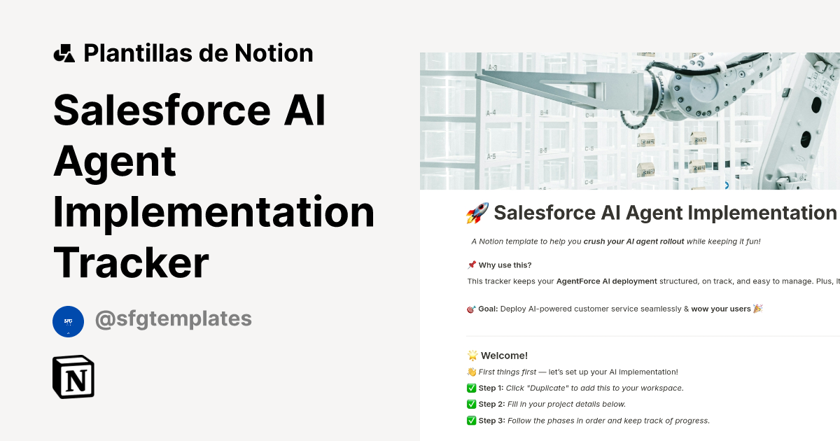 Plantilla Salesforce AI Agent Implementation Tracker de SFG Templates ...