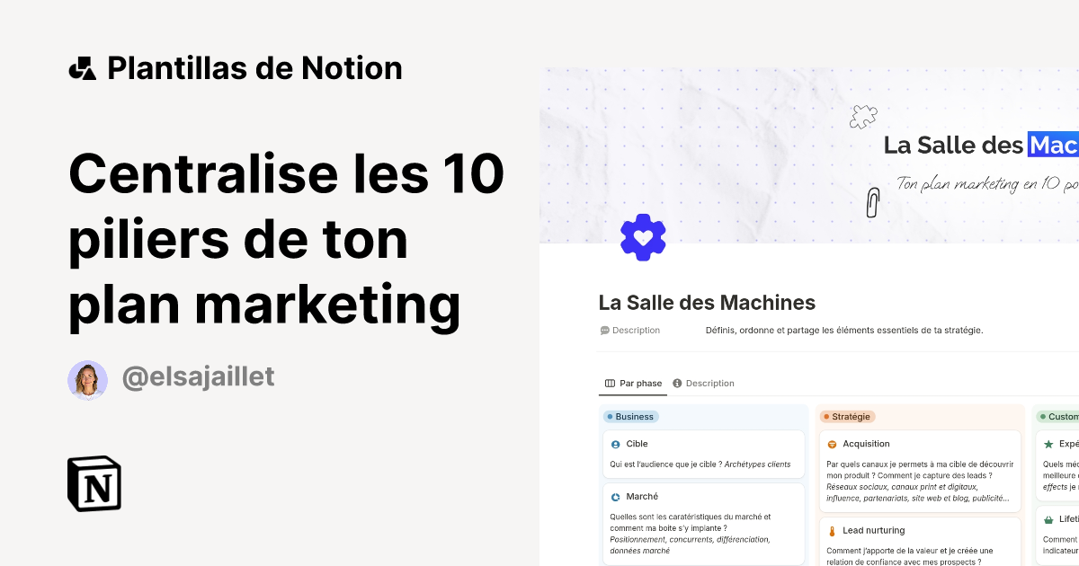 Plantilla Centralise les 10 piliers de ton plan marketing de Elsa ...