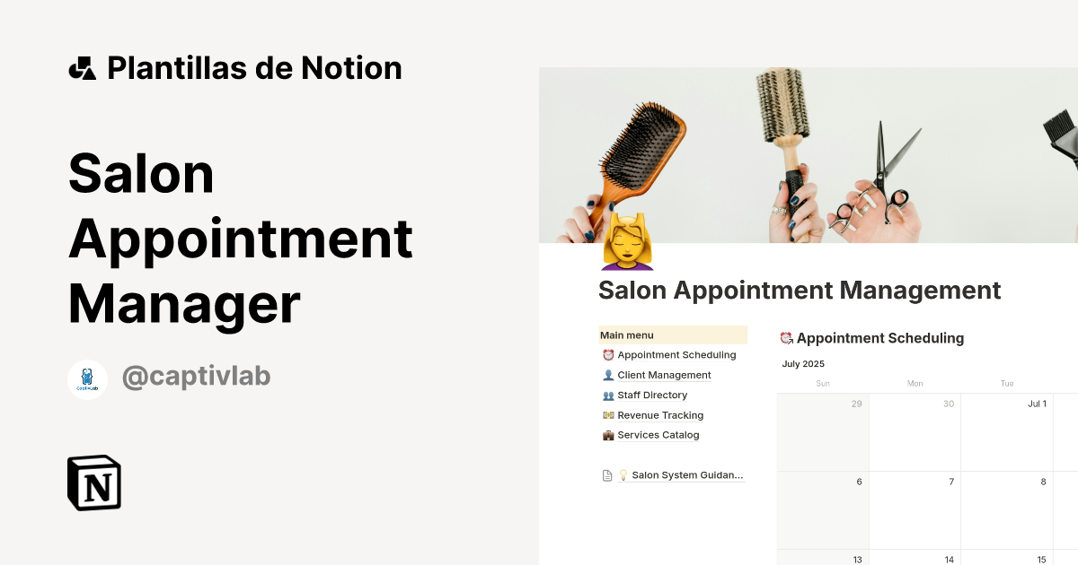 Plantilla Salon Appointment Manager | Notion Marketplace