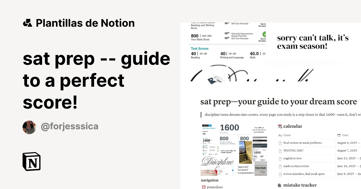Plantilla sat prep -- guide to a perfect score! de jesssica | Notion ...