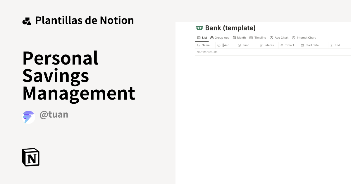 Plantilla Personal Savings Management | Notion Marketplace