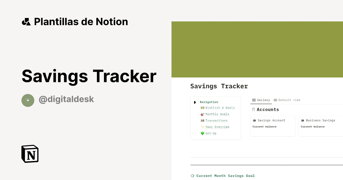 Plantilla Savings Tracker | Notion Marketplace