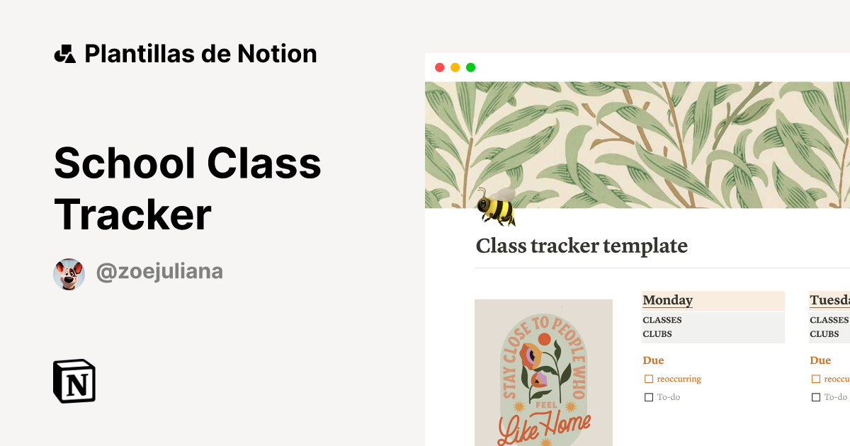 Plantilla School Class Tracker | Notion Marketplace