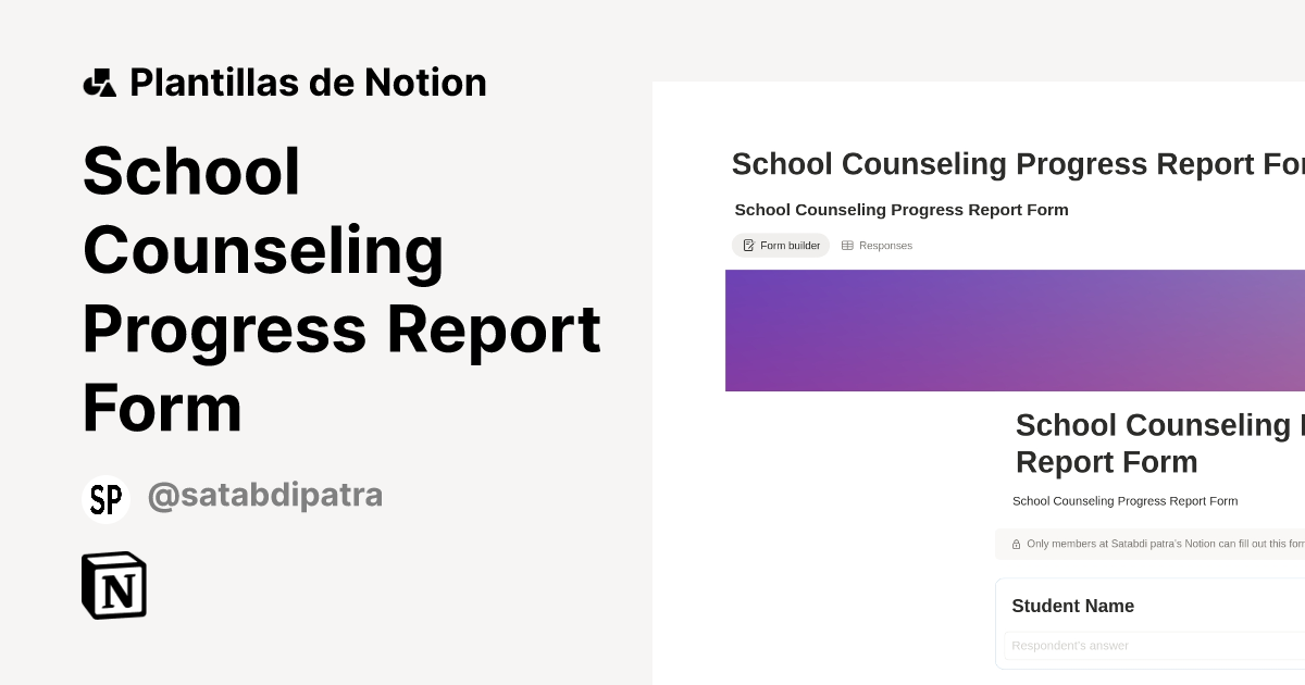 Plantilla School Counseling Progress Report Form de Satabdi Patra ...