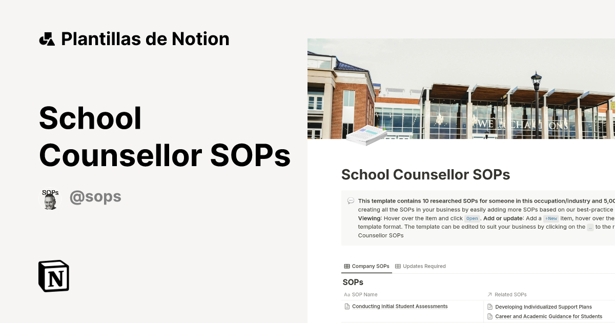 Plantilla School Counsellor SOPs de SOPs | Notion Marketplace