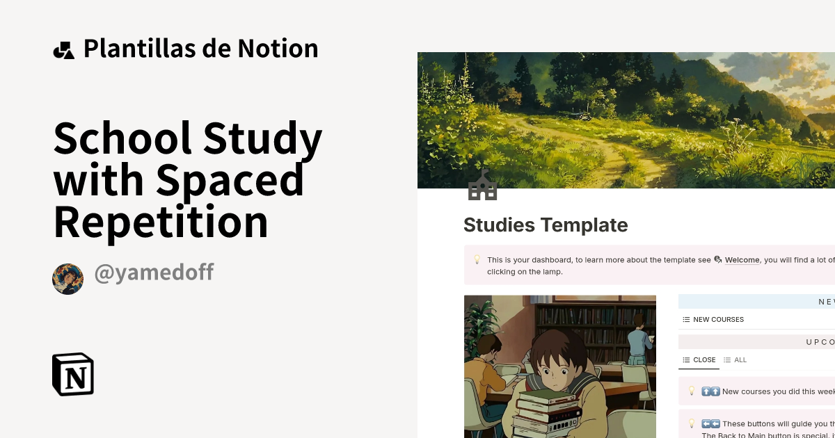 Plantilla School Study with Spaced Repetition | Notion Marketplace