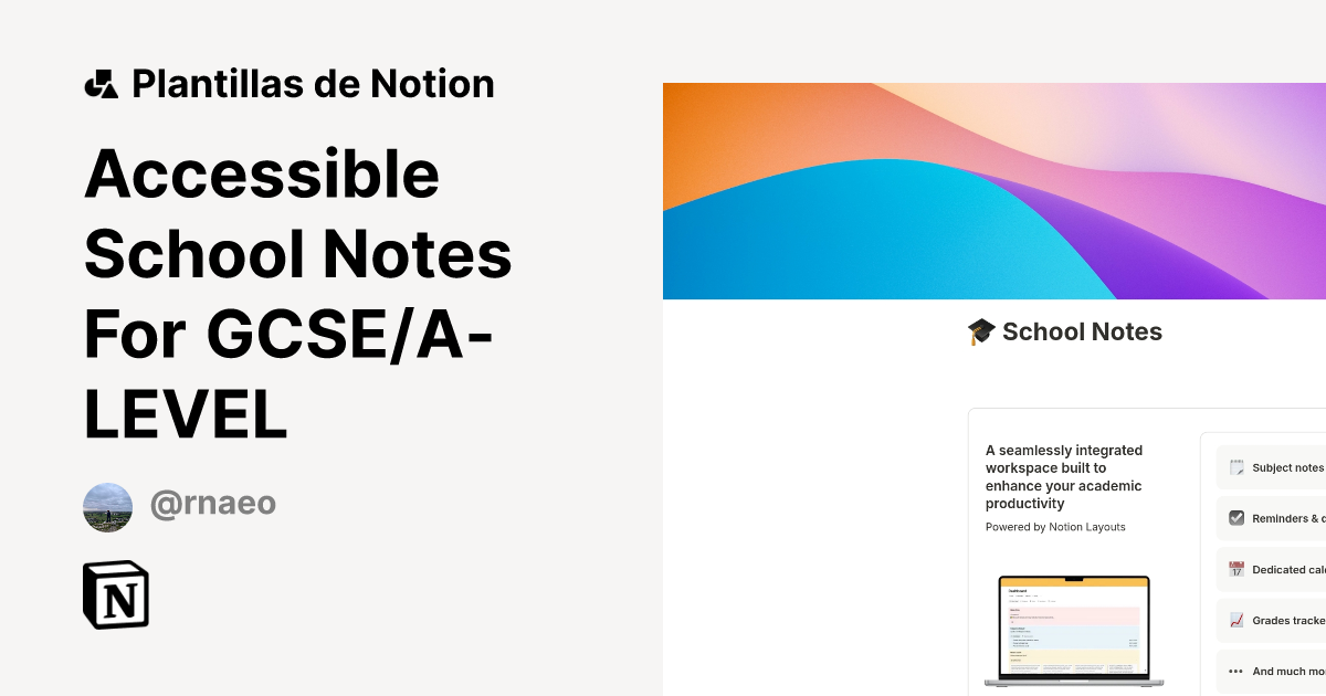 Plantilla Accessible School Notes For GCSE/A-LEVEL | Notion Marketplace